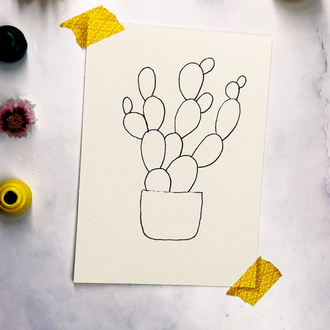 Mindful Drawing for Busy Moms: A Simple Cactus Drawing Tutorial • The ...