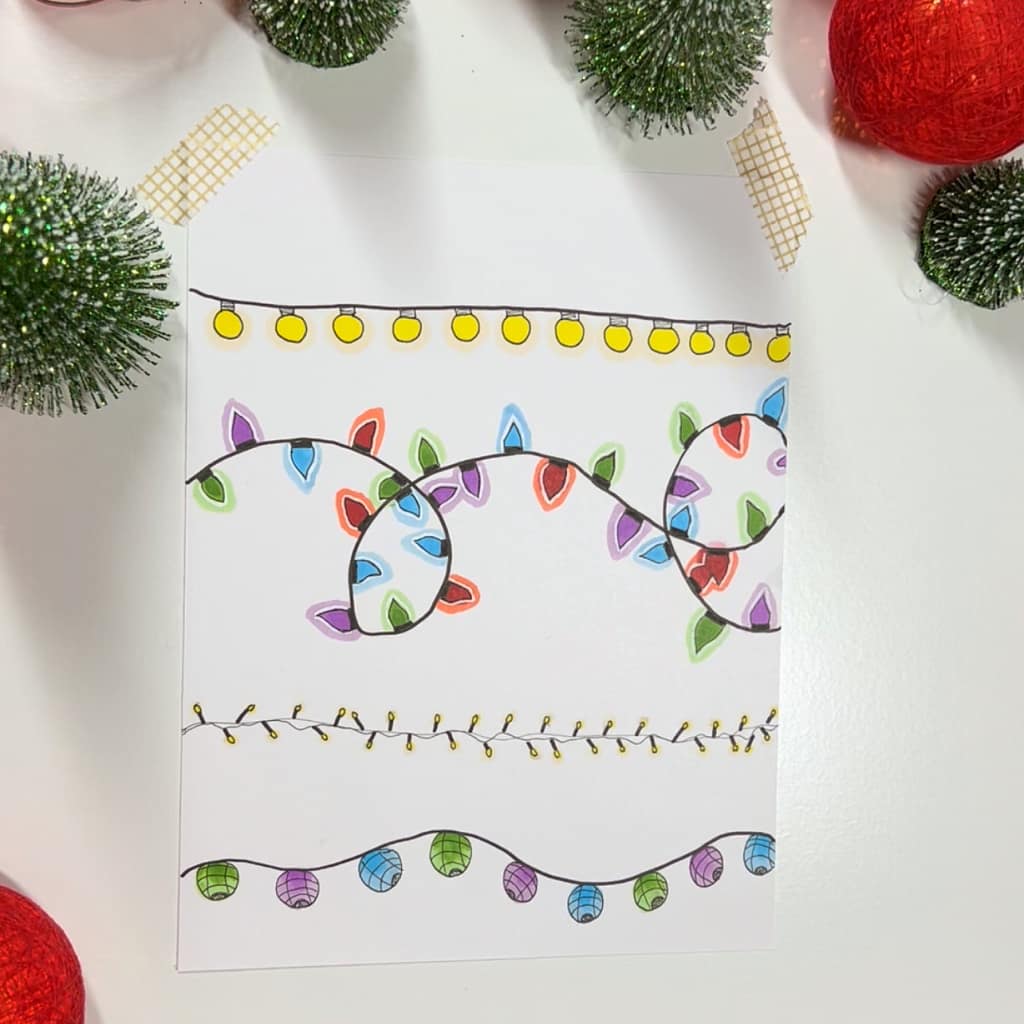 Mindful drawing Christmas lights exercise • The Creative Cooldown