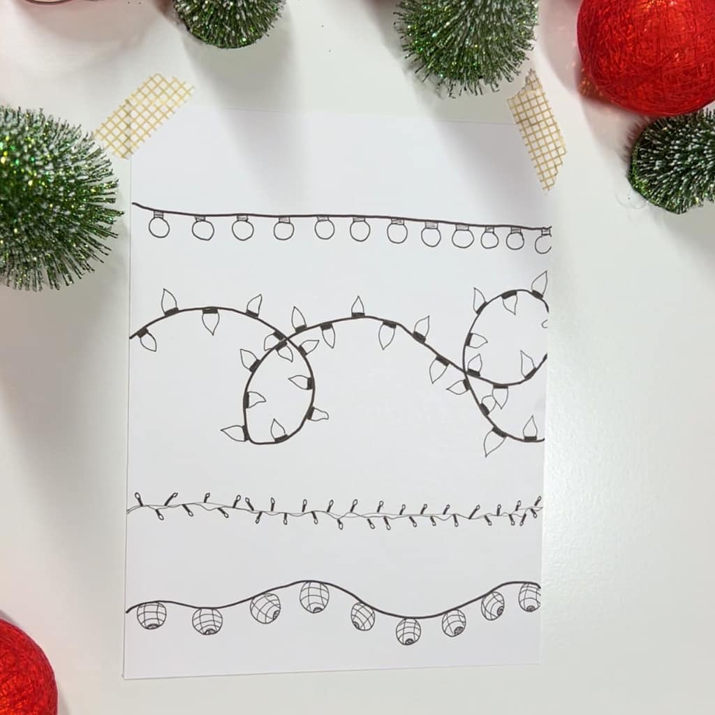 Mindful drawing Christmas lights exercise • The Creative Cooldown