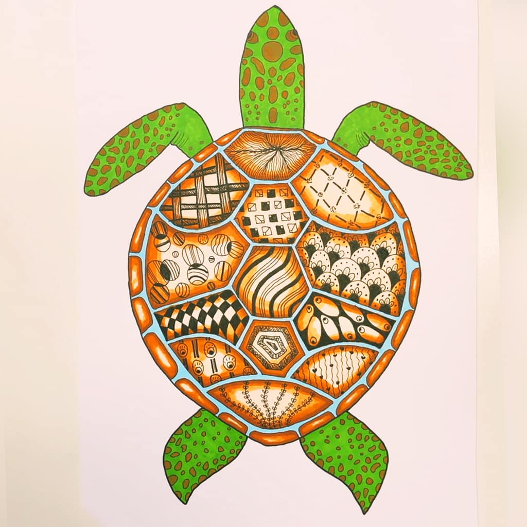 Mindful sea turtle pattern exercise • The Creative Cooldown