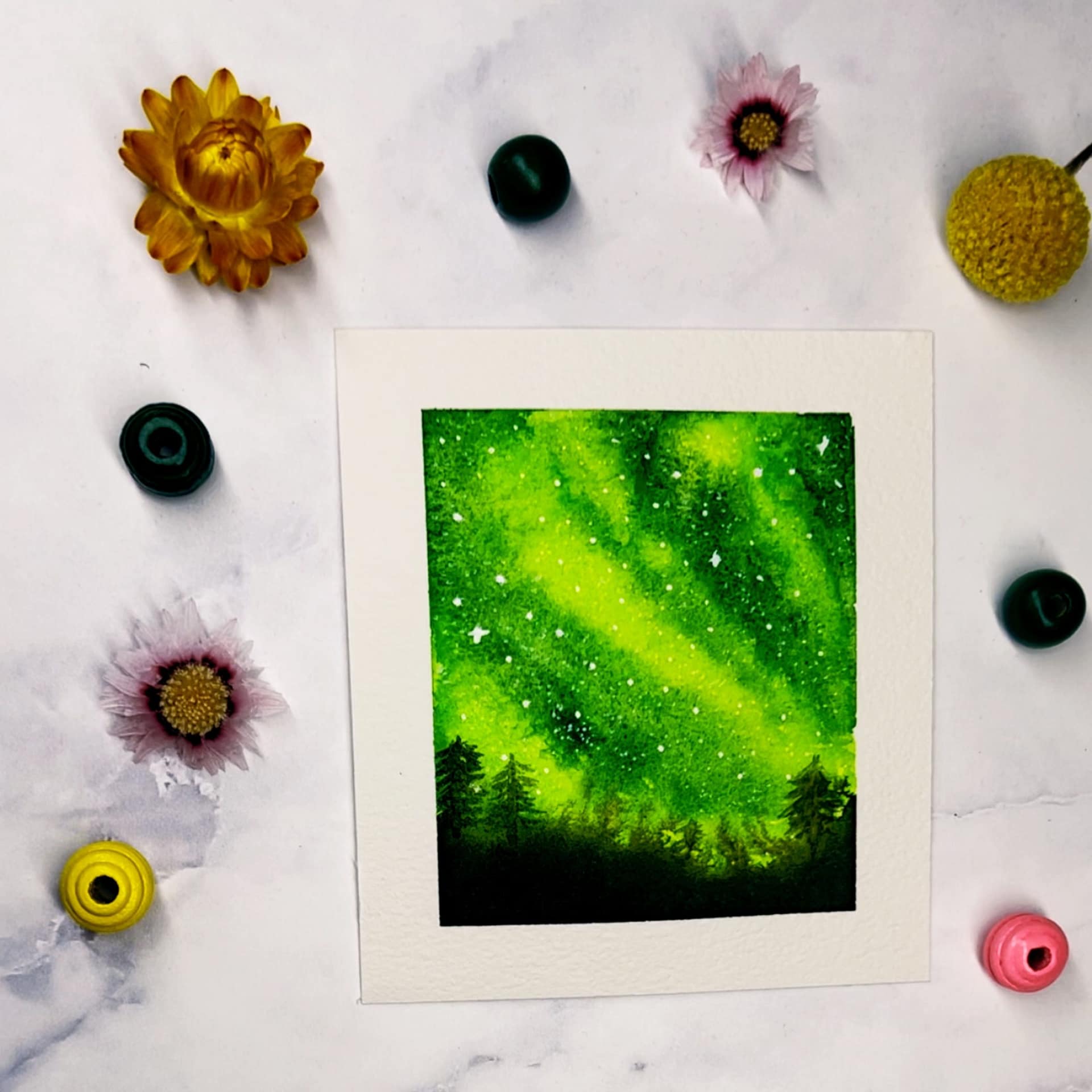 Discovering the Magic of Northern Lights in Watercolors • The Creative Cooldown